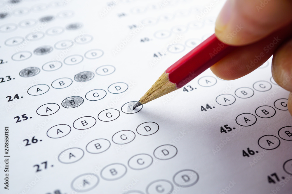 Answer sheets with Pencil drawing fill to select choice : education ...