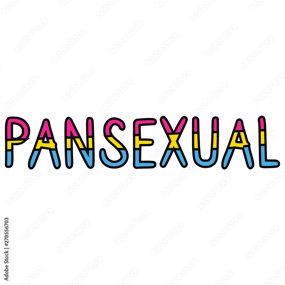 Cute pansexual typography cartoon vector illustration motif set. Hand ...