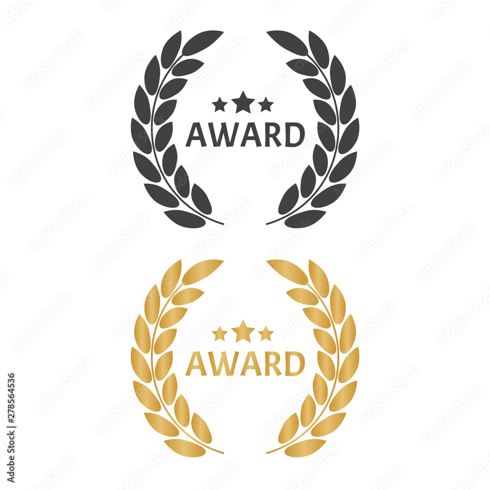 Award signs with laurel wreath. Laurel wreath with golden ribbon Stock ...