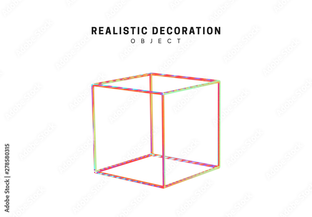 Shaped linear square, cube Realistic shape 3d objects with gradient ...