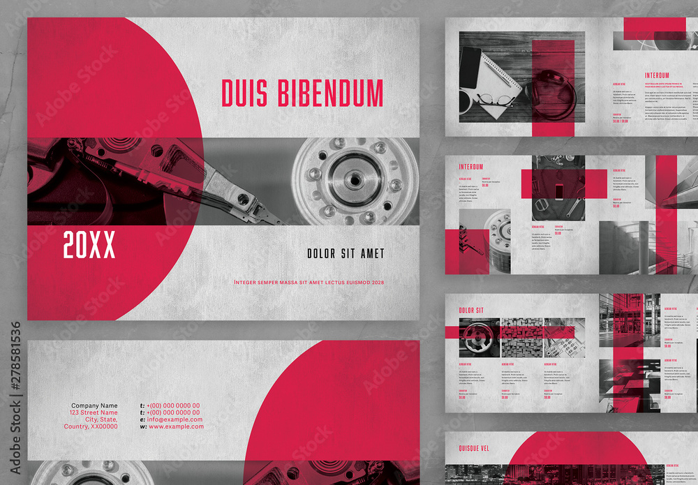 Catalog Layout with Red Accents Stock Template | Adobe Stock