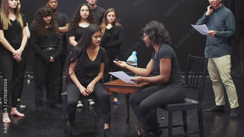 Teacher With Drama Students At Performing Arts School In Studio ...
