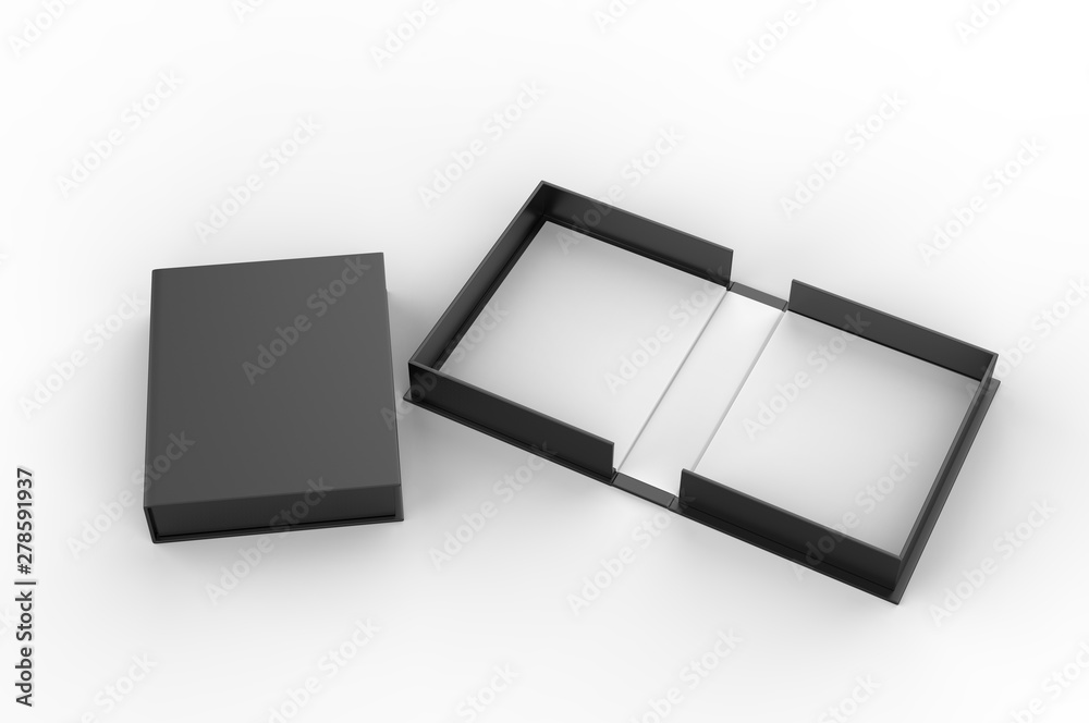 Blank clam shell box for branding mock up. 3d render illustration ...