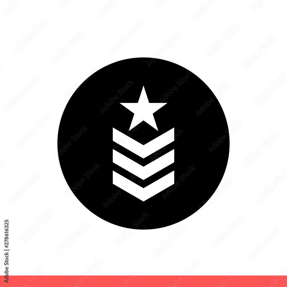 Military rank vector icon, army badge symbol. Simple, flat design ...