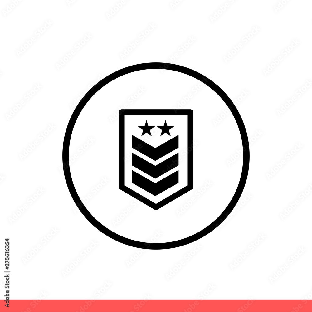 Military rank vector icon, army badge symbol. Simple, flat design ...