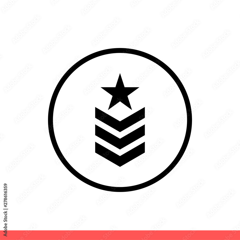 Military rank vector icon, army badge symbol. Simple, flat design ...