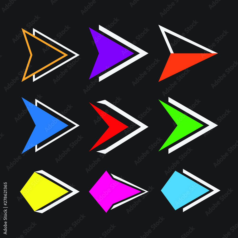 Arrow icons or vector pointers logo set in color for web navigation ...