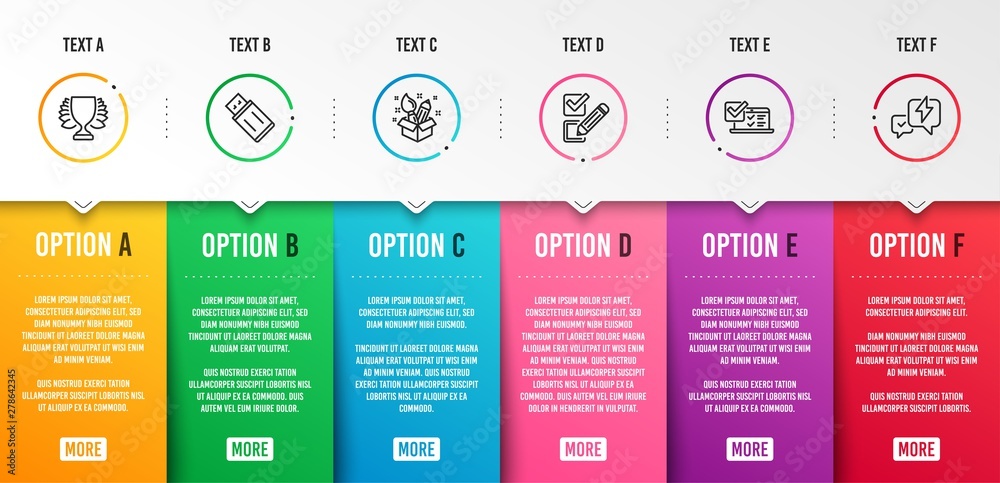 Online survey, Creativity and Winner icons simple set. Usb flash ...