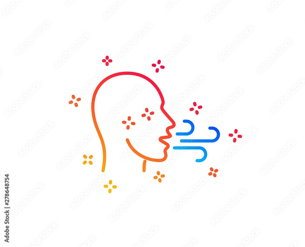 Breathing line icon. Breath difficulties sign. Respiration problems ...