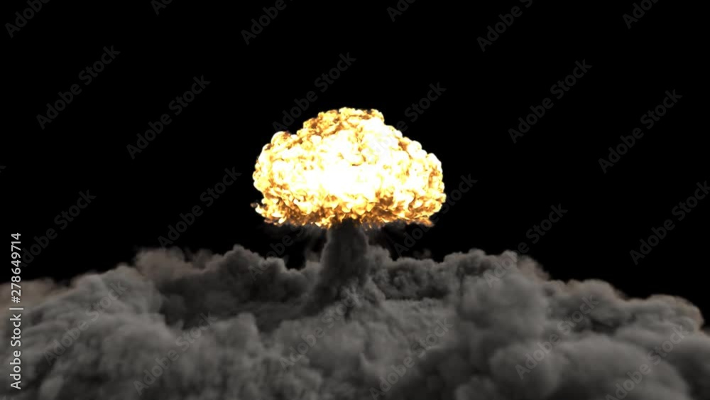 The explosion of a nuclear bomb. Realistic 3D VFX animation of atomic ...
