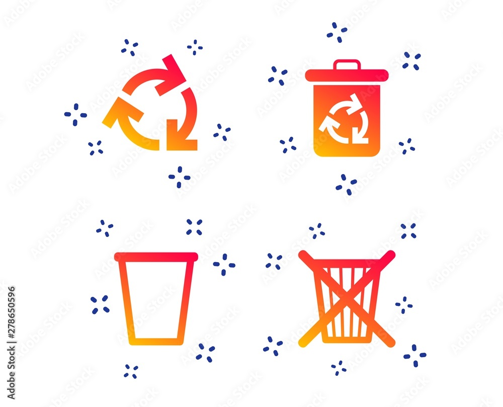 Recycle bin icons. Reuse or reduce symbols. Trash can and recycling ...