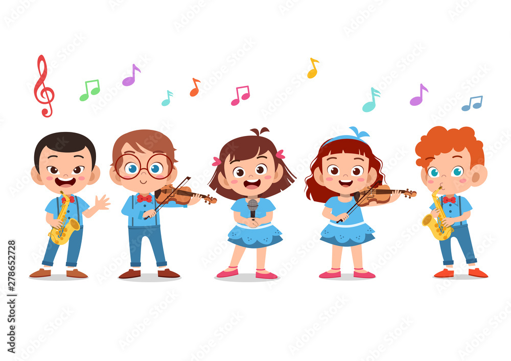 Cartoon group of children singing in the school choir Stock Vector ...