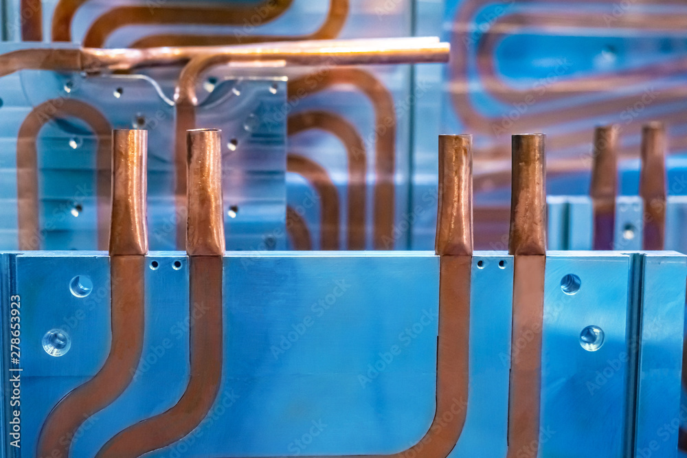 Metal radiator with copper tubes. Cooling system with copper tubes ...