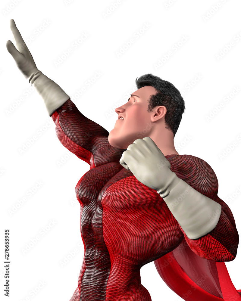 mega power super hero cartoon in a white background Stock Illustration ...