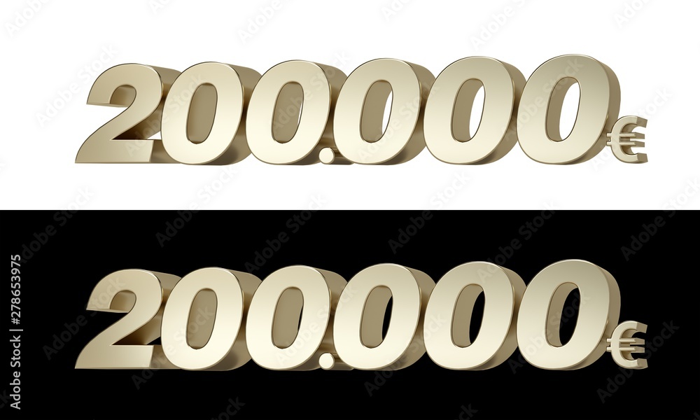 200.000€ Two hundred thousand Euros. 3D golden characters. Stock ...