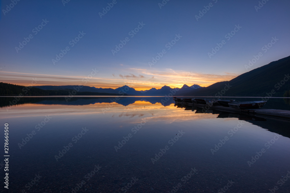Apgar Village Lake McDonald Sunset Stock Photo | Adobe Stock