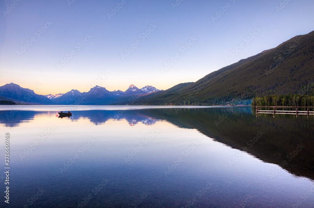 Apgar Village Lake McDonald Sunset Stock Photo | Adobe Stock
