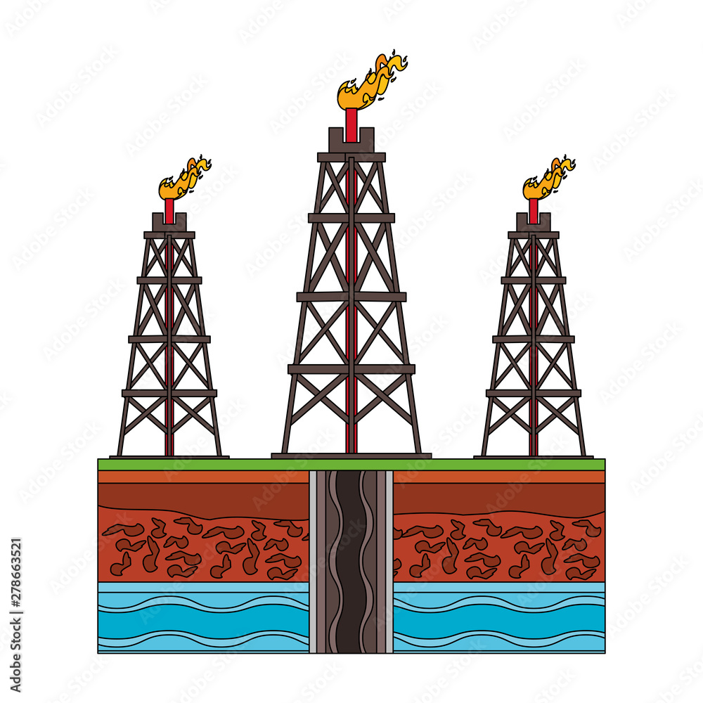 oil refinery gas factory cartoon Stock Vector | Adobe Stock