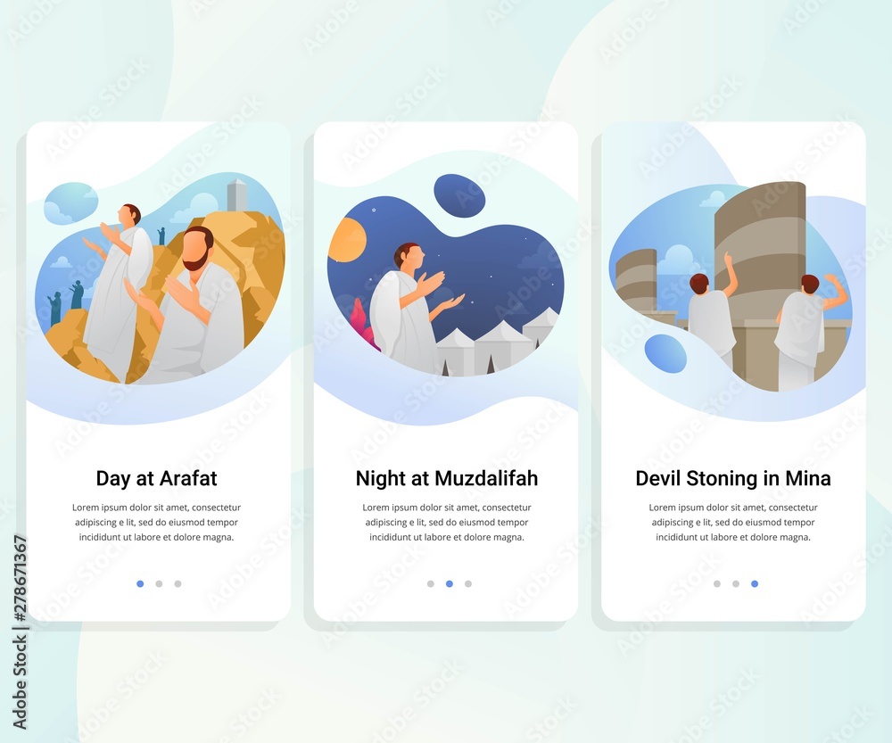 Hajj guide step by step user interface kit. vector illustration Stock ...