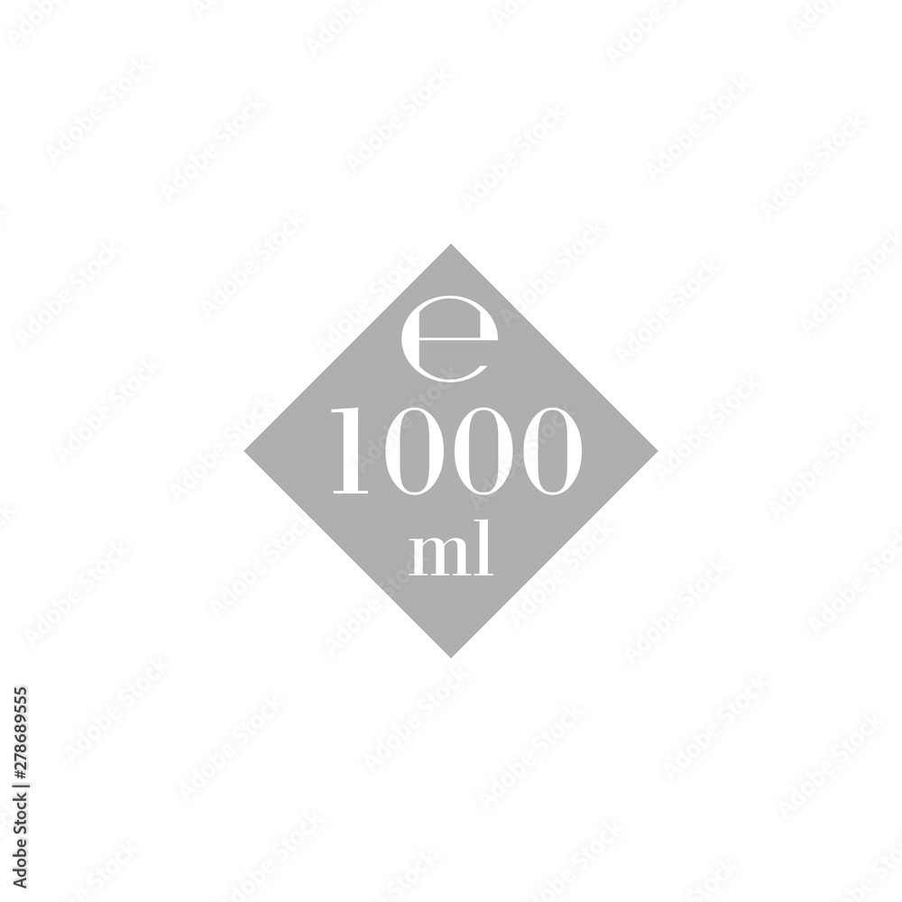 1 Liter l sign l-mark estimated volumes 1000 milliliters ml Vector ...