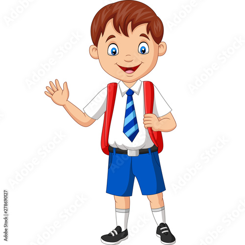 Boy Getting Dressed For School Clipart