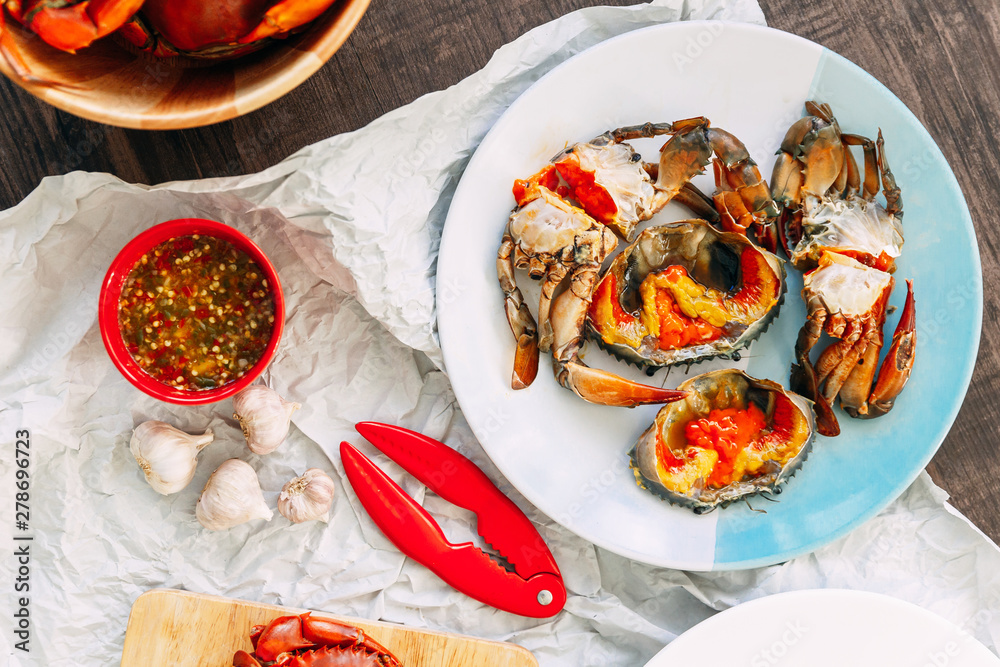 Fish Sauce-Fermented Sea Crab and Pickled Crab Eggs served with Thai ...