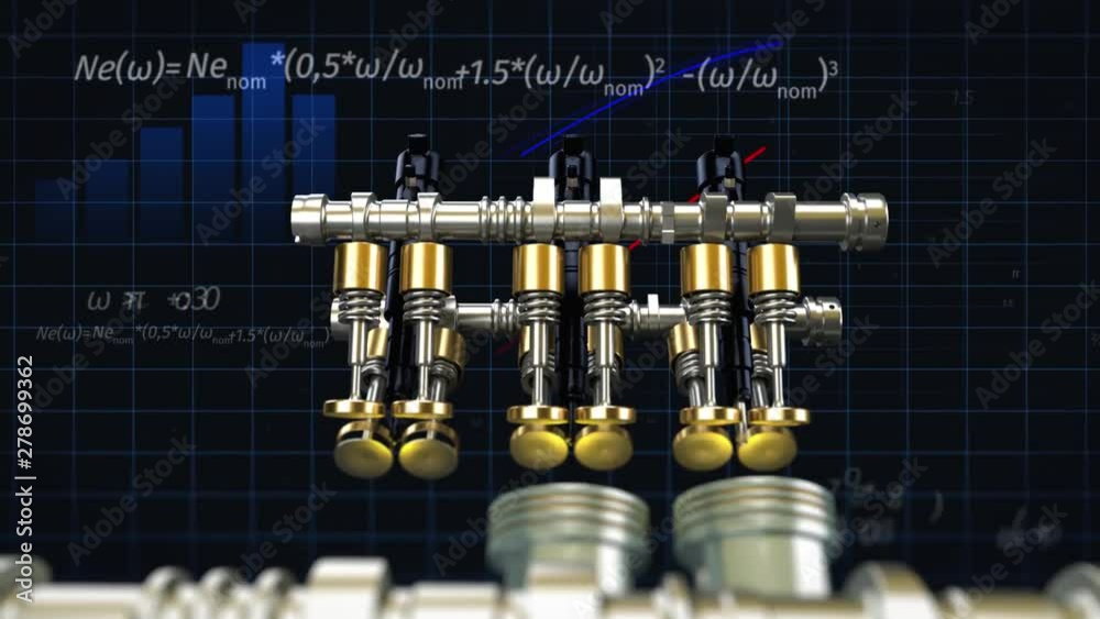 diesel engine, valves, torque, the dependence of torque Stock 비디오 ...