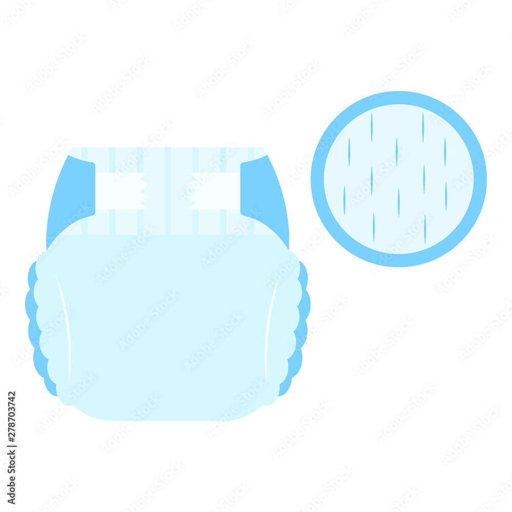 Blue baby absorbent diaper panties with ultra dry soft layer icon for ...