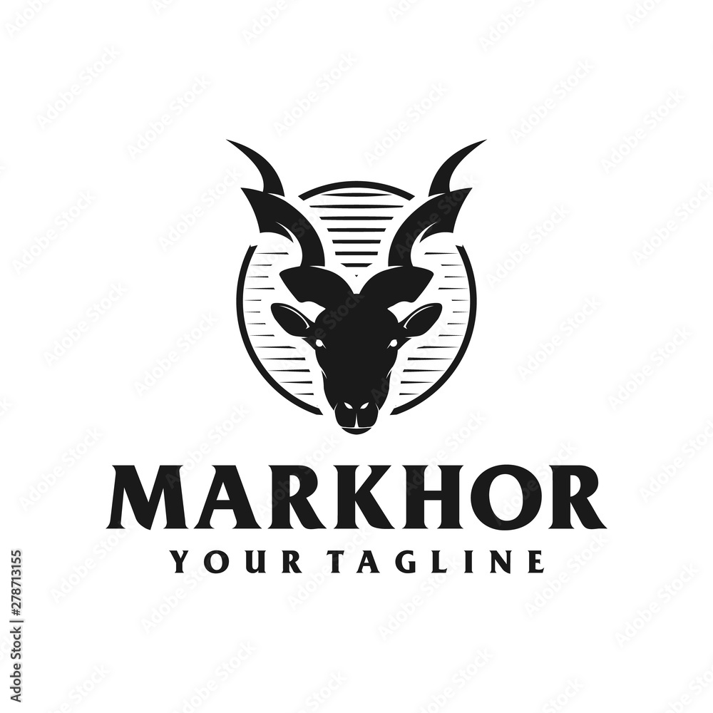 Markhor head animal logo design inspiration Stock Vector | Adobe Stock