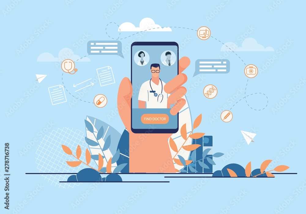 Informational Banner Call Doctor Application. Stock Vector | Adobe Stock