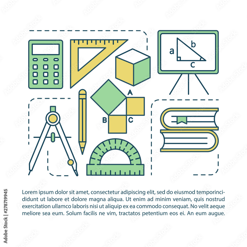 Geometry tools and shapes article page vector template.Drafting ...