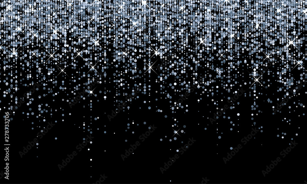 Silver Confetti Falling Sparkling Glitter Background Vector Carnival