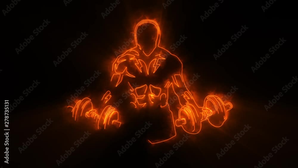 Orange Fitness Gym Animated Logo with Reveal Effect & Light Rays Stock ...