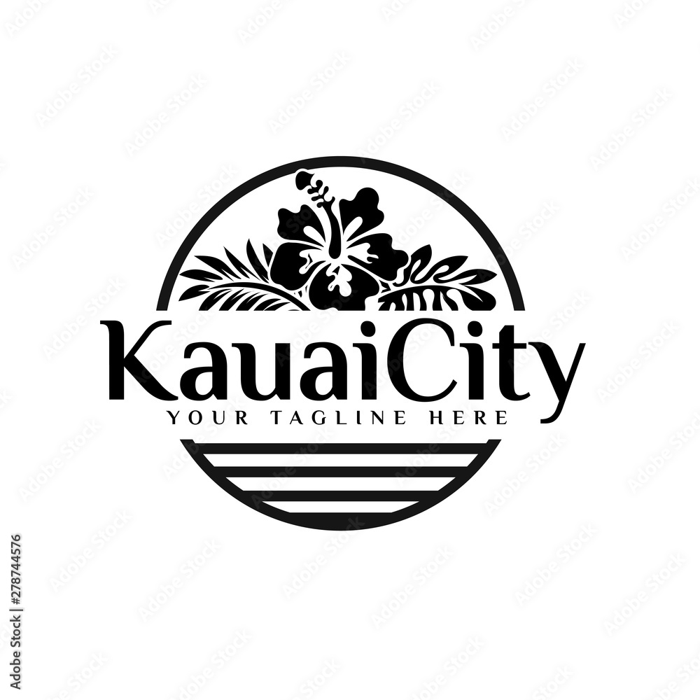 Hawaii and flower logo designs Stock Vector | Adobe Stock