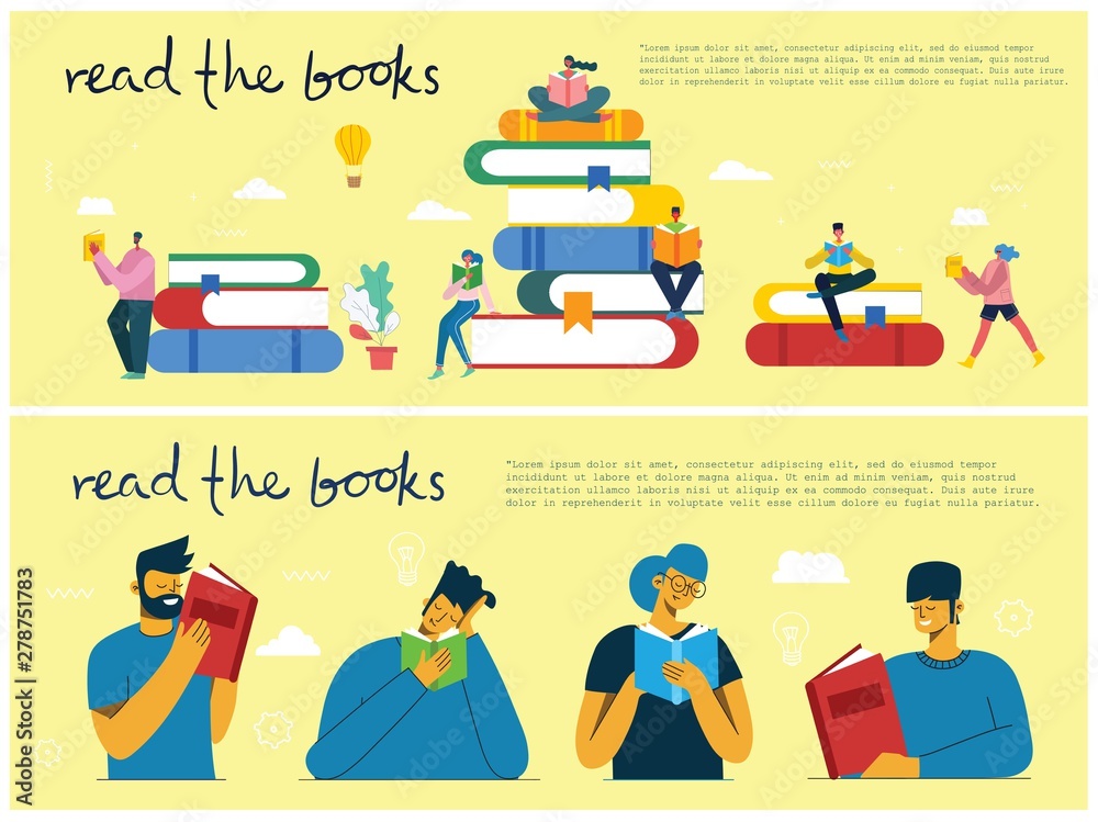 Read the books. Vector concept illustrations of World Book Day and Book ...