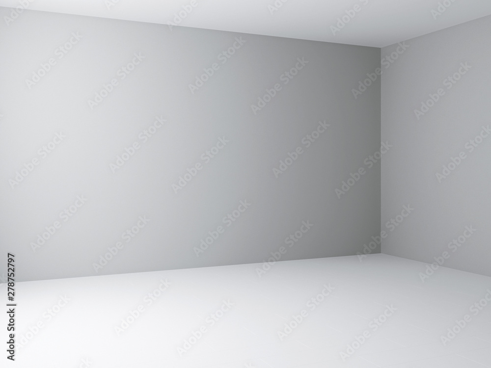 Interior corner view template. White background with light grey walls ...