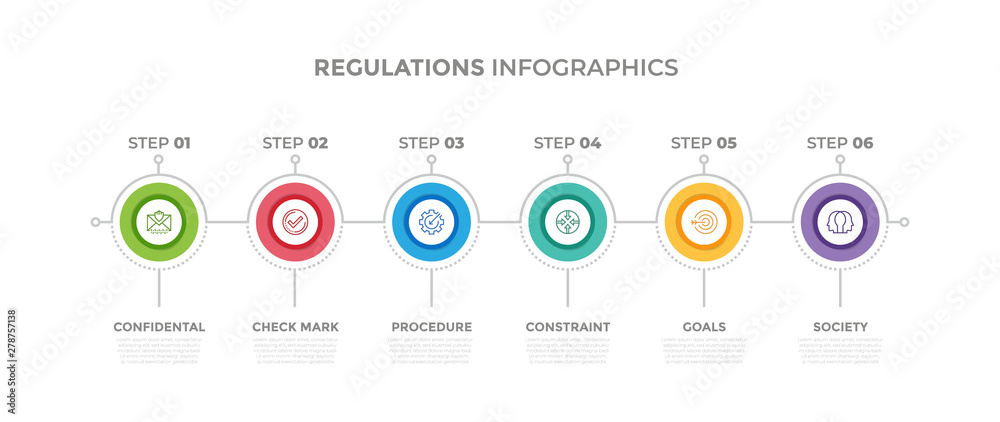 Modern design elements for Regulations concept Multicolor infographics ...