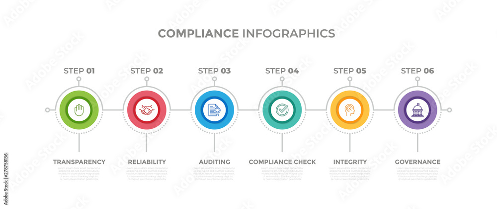 Modern design elements for Compliance concept Multicolor infographics ...