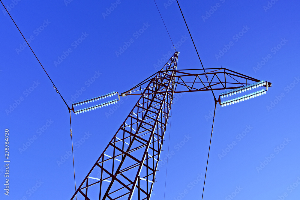 Special grid tower to change the direction of the overhead high-voltage ...