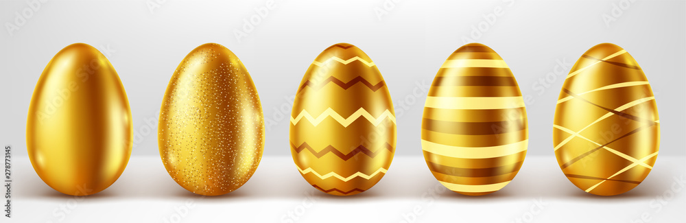 Golden eggs realistic vector set illustration Stock Vector | Adobe Stock