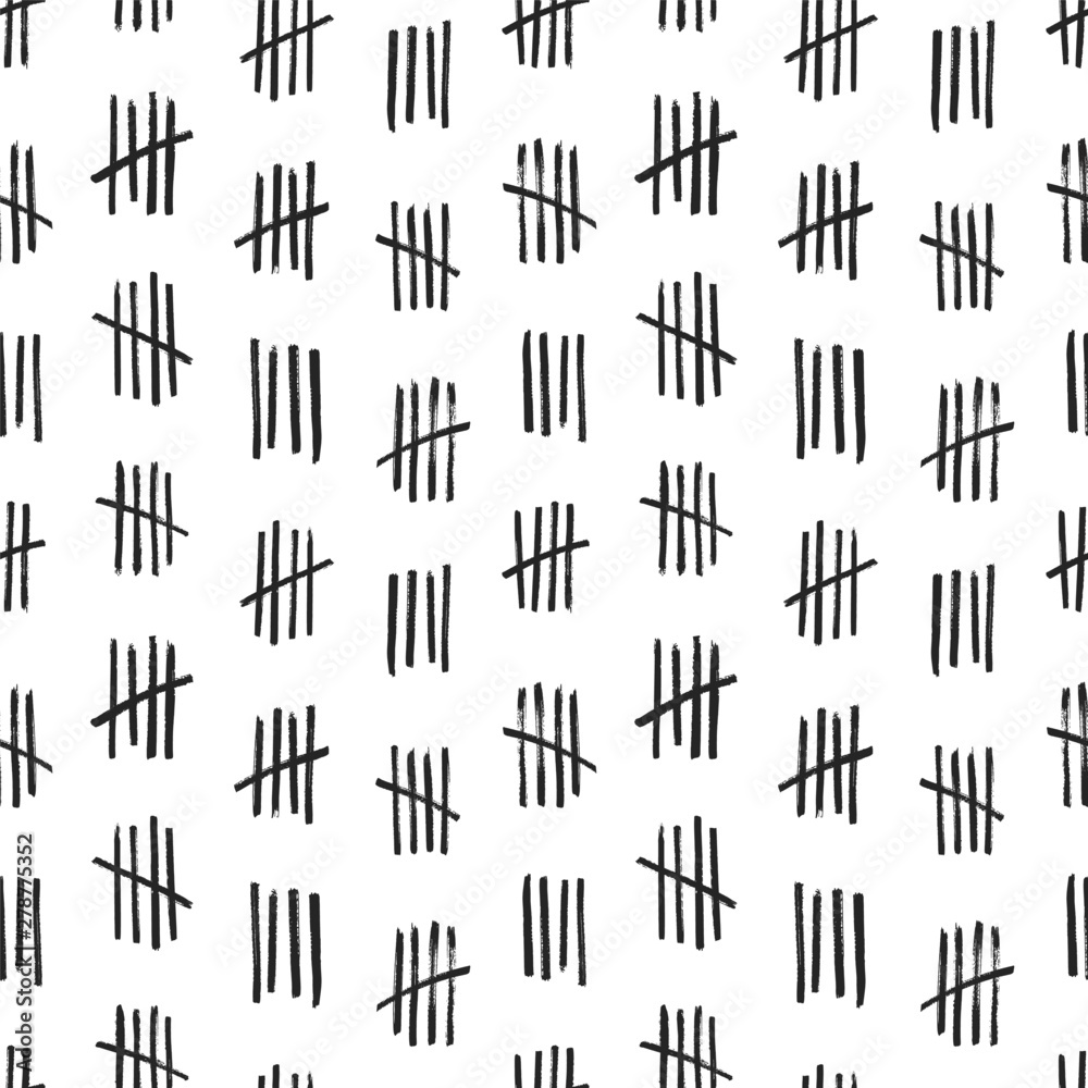 Seamless pattern with crossed out lines or tally marks on white ...