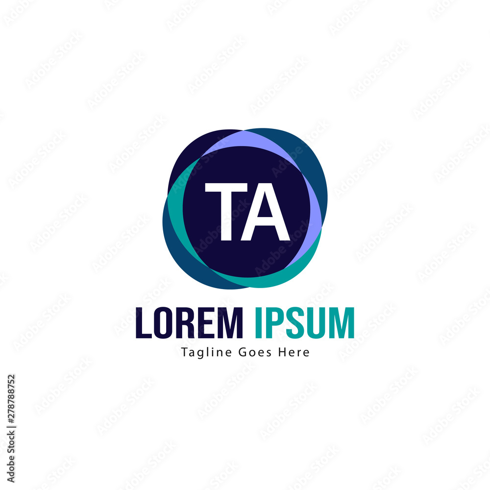 Initial TA logo template with modern frame. Minimalist TA letter logo ...