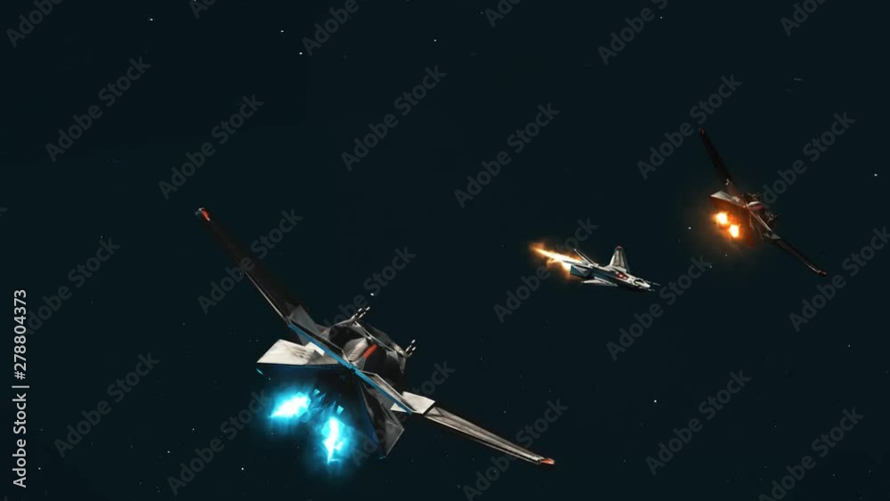 Space Shooter 3D Video Game imitation Without Interface. The Spacecraft ...