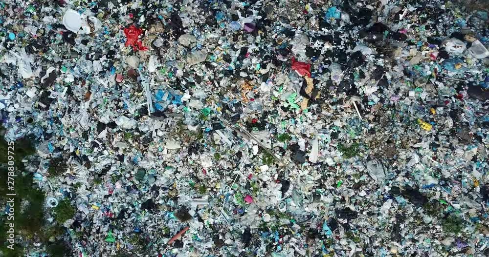 Mountain garbage, large garbage pile, degraded garbage. Pile of stink ...