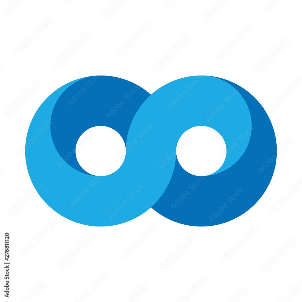 Blue infinity symbol icon. 3D-like design effect. Vector illustration ...