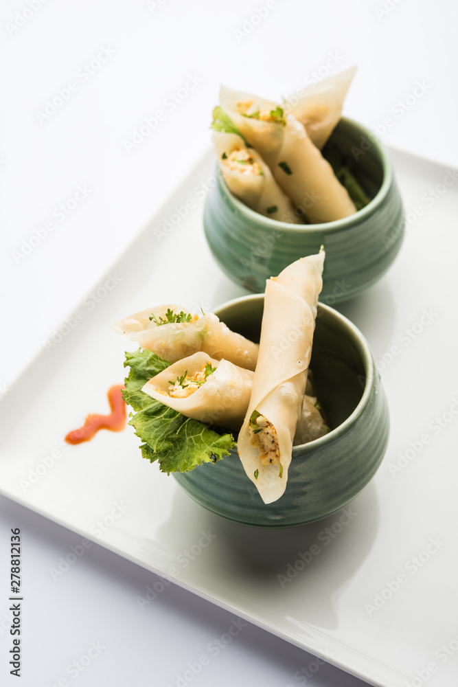 Paneer chilli cigar are crispy rolls stuffed with paneer which is an ...