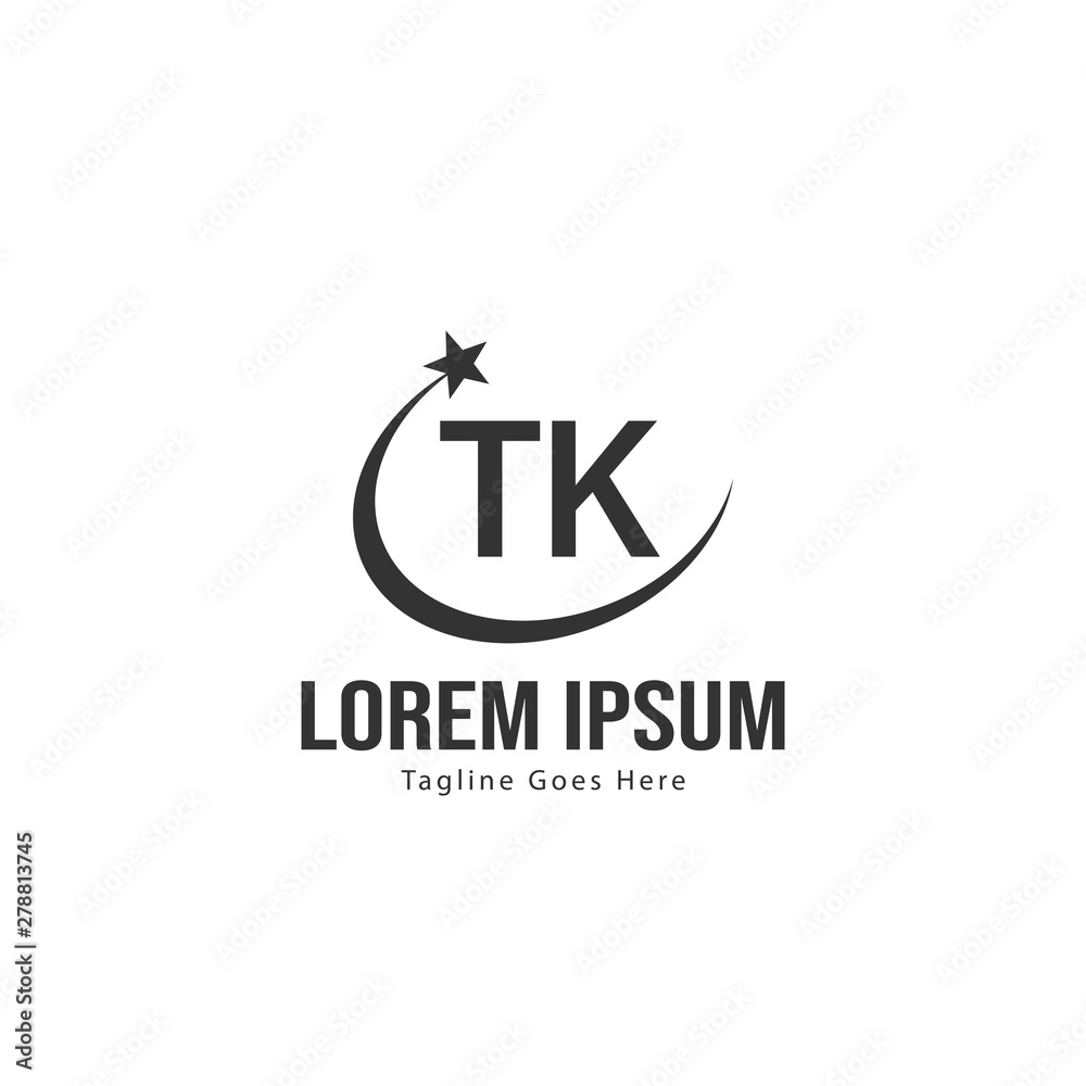 Initial TK logo template with modern frame. Minimalist TK letter logo ...