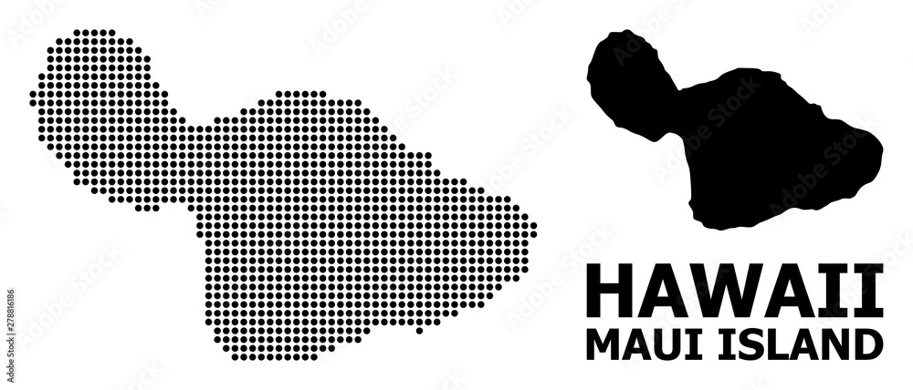Dotted Pattern Map of Maui Island Stock Vector | Adobe Stock