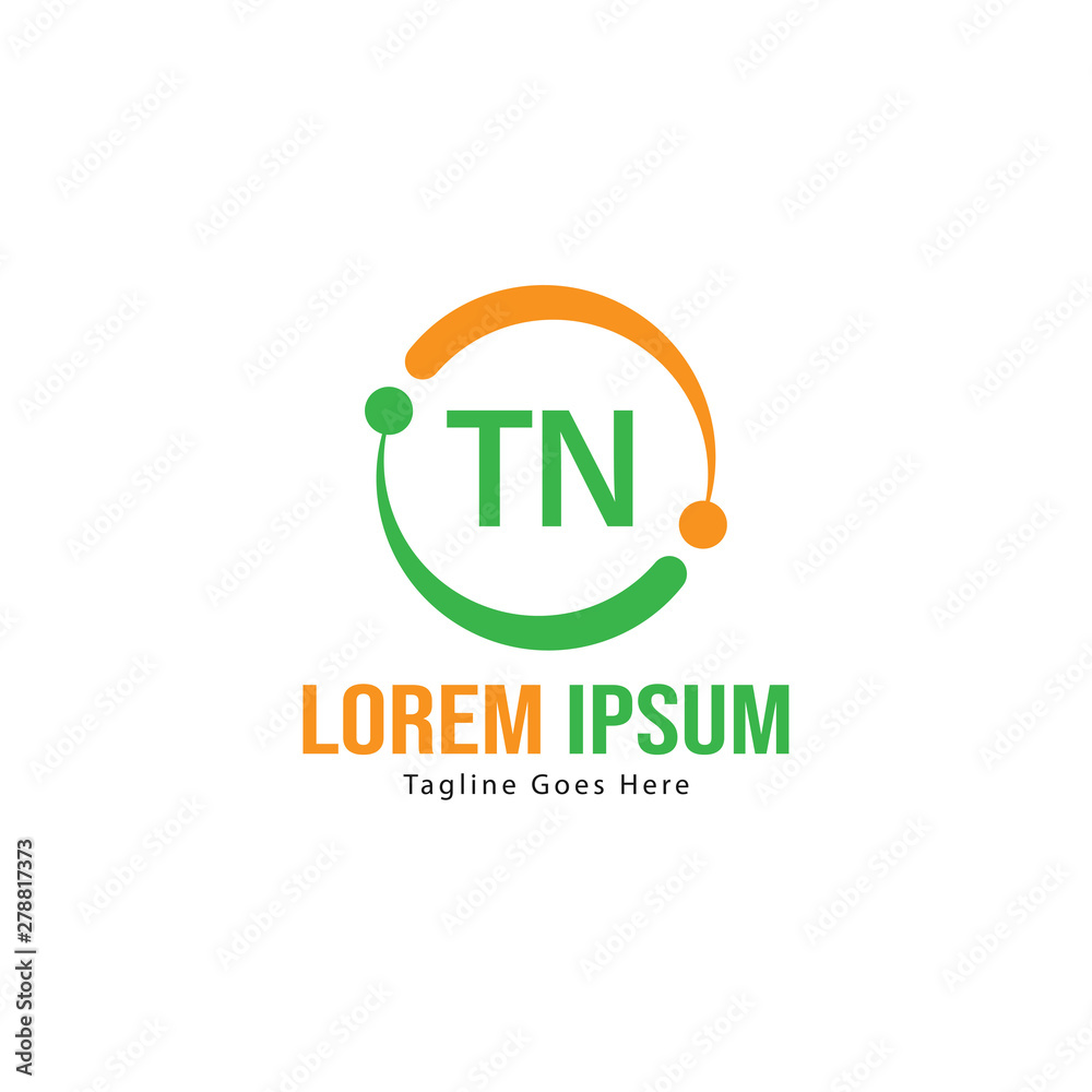 Initial TN logo template with modern frame. Minimalist TN letter logo ...