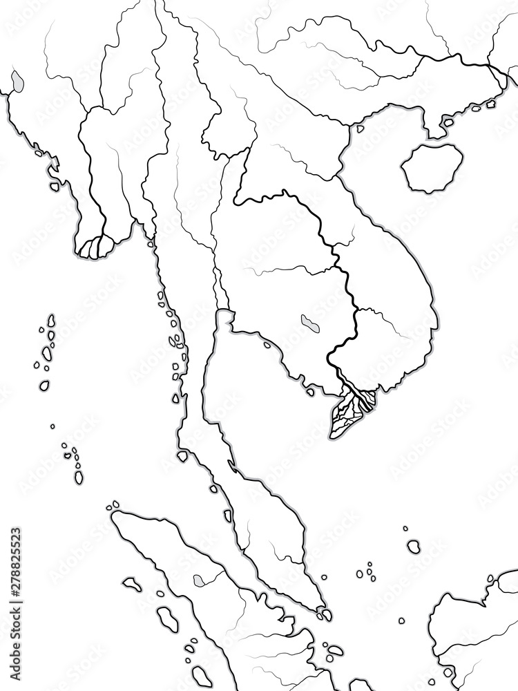 World Map of INDOCHINA: South Asia, Indochinese Peninsula, Thailand ...